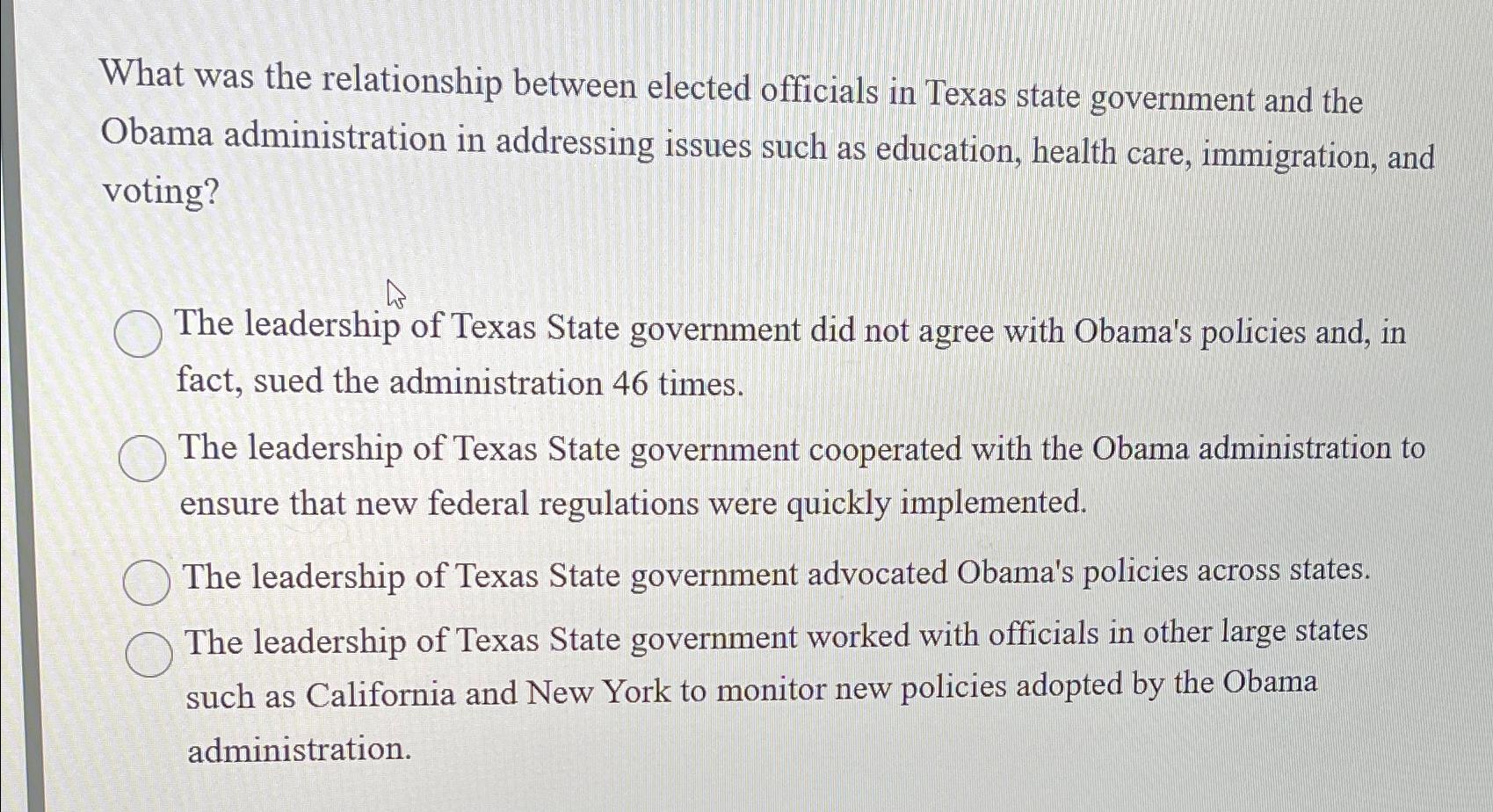 Solved What was the relationship between elected officials | Chegg.com