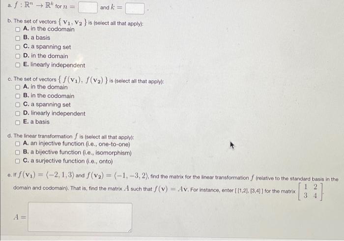 Solved The Figure Below Shows Where A Linear Transformation