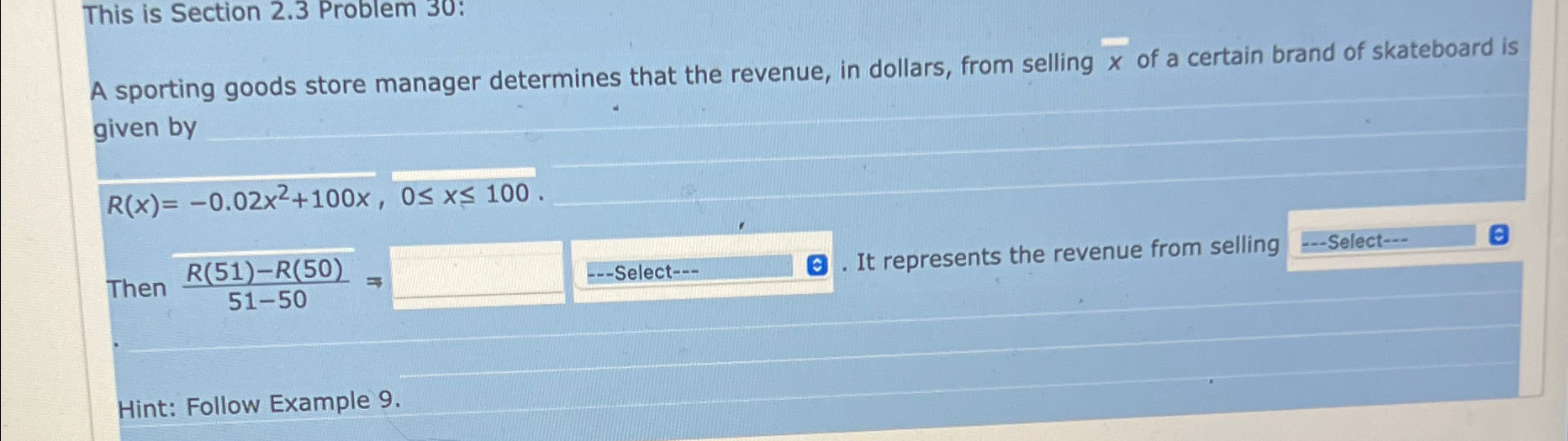 Solved This is Section 2.3 ﻿Problem 30:A sporting goods | Chegg.com