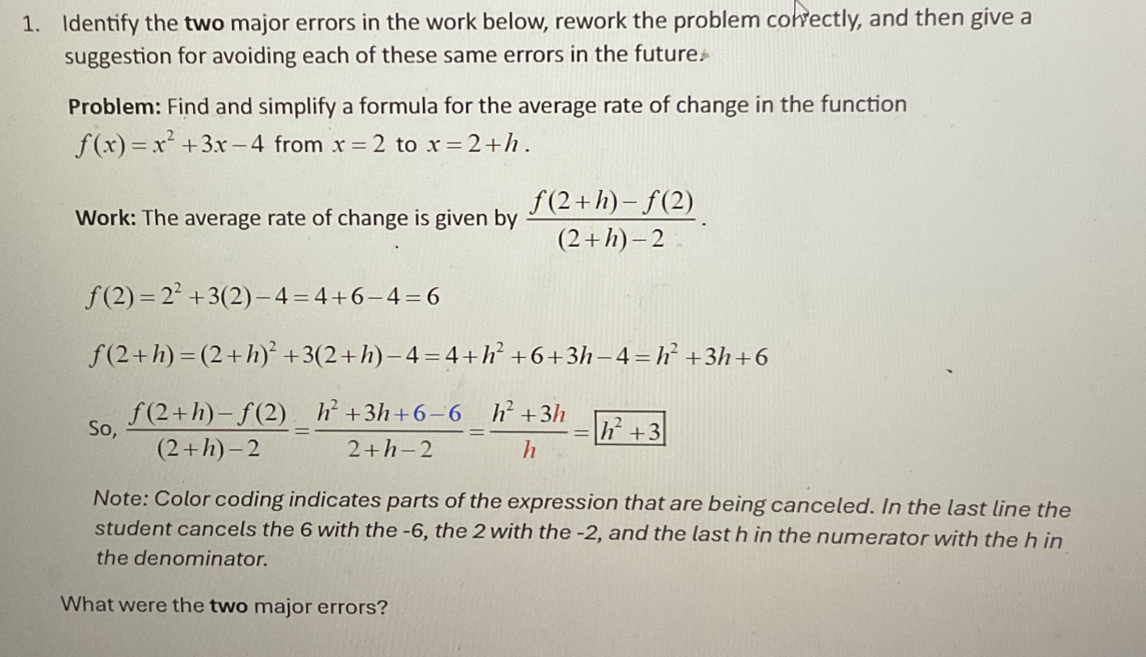 Solved How to solve What were the two major errors?Give a | Chegg.com