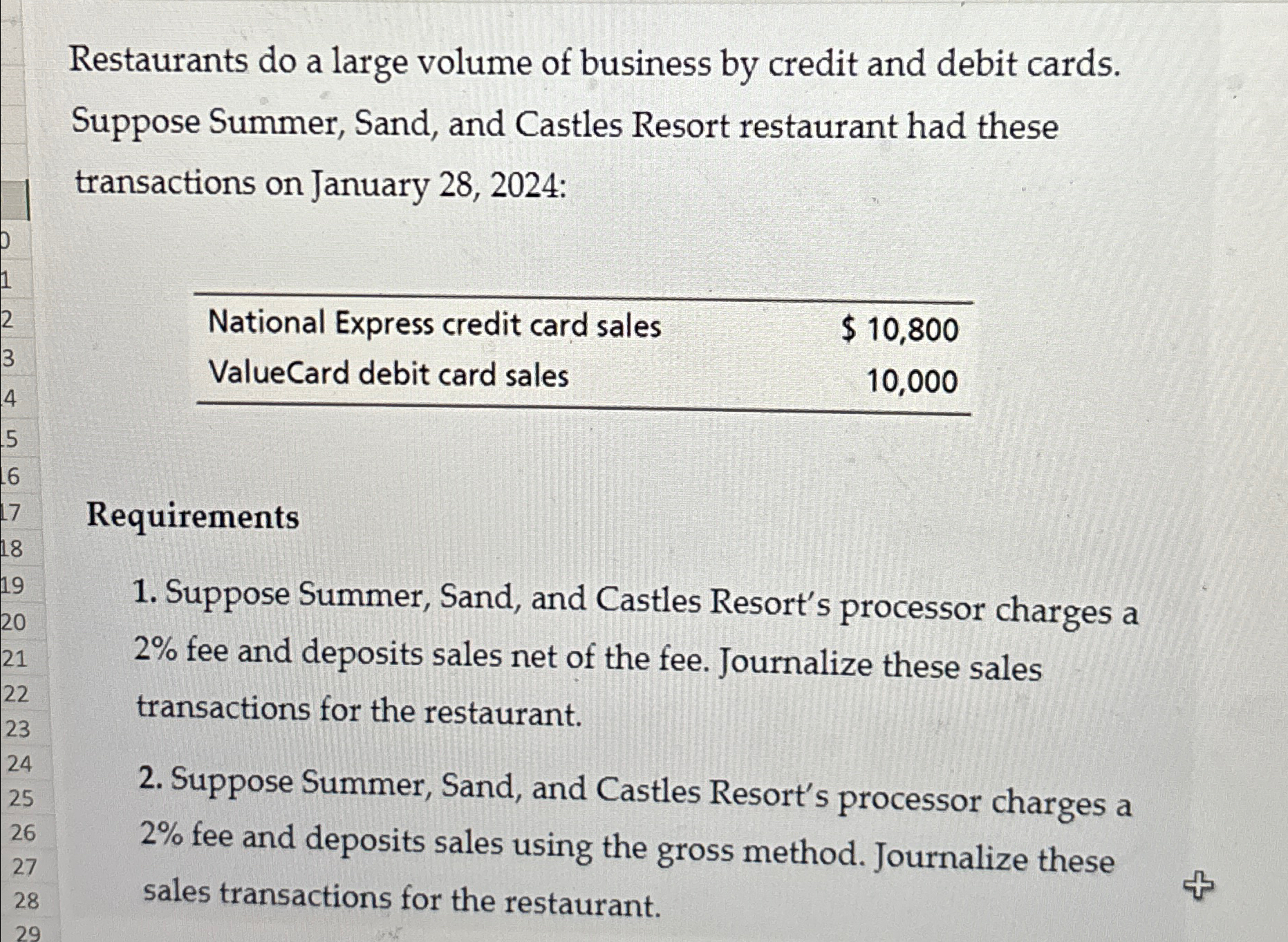 Solved Restaurants do a large volume of business by credit | Chegg.com