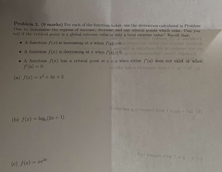 Solved Problem 2. (9 ﻿marks) ﻿For each of the functions | Chegg.com