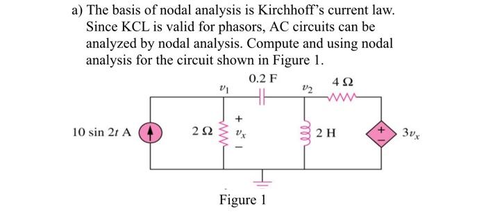 Solved a) The basis of nodal analysis is Kirchhoff's current | Chegg.com