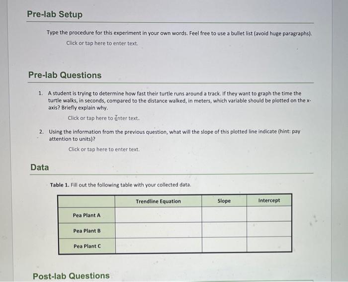 Solved Pre-lab Setup Type the procedure for this experiment | Chegg.com