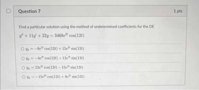 Solved Find a particular solution using the method of | Chegg.com