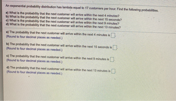 Solved An exponential probability distribution has lambda | Chegg.com