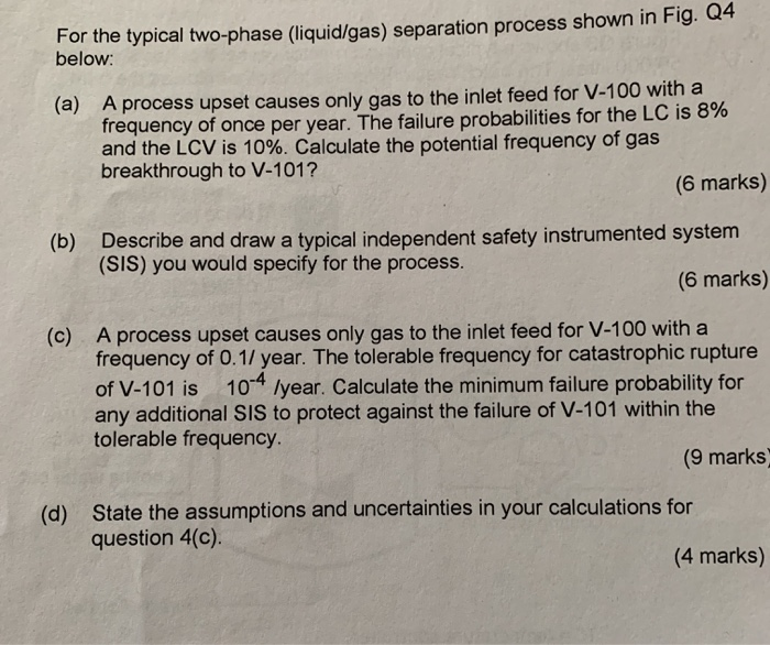 For the typical two-phase (liquid/gas) separation | Chegg.com