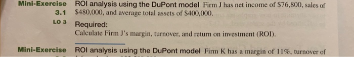 Solved Mini-Exercise ROI analysis using the DuPont model | Chegg.com