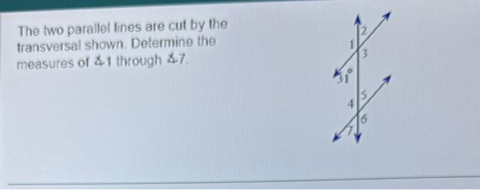 Solved The two parallel lines are cut by the transversal | Chegg.com