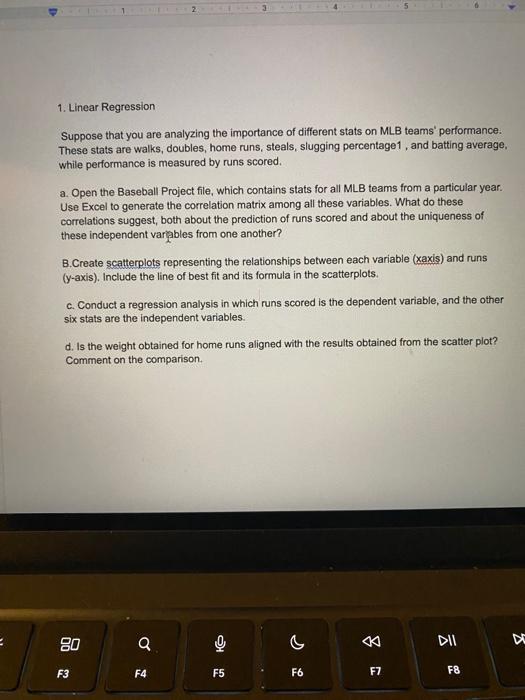 Solved 1. Linear Regression Suppose that you are analyzing | Chegg.com