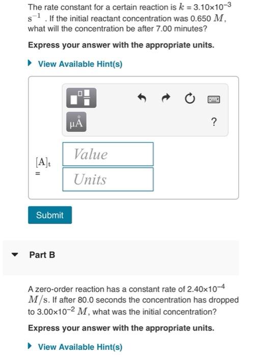 Solved The rate constant for a certain reaction is | Chegg.com