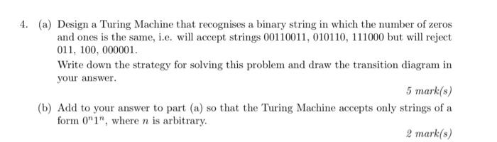 Solved 3. (a) Design a Turing machine that implements the | Chegg.com