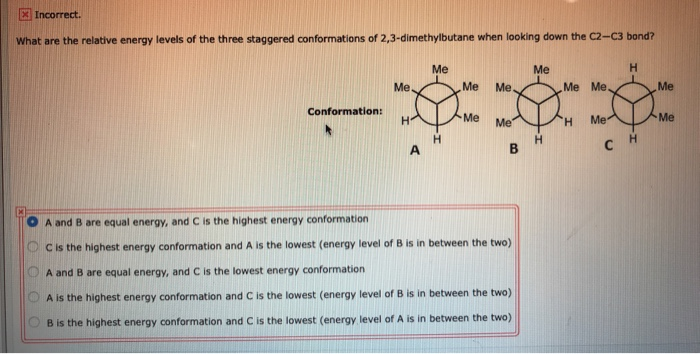Solved Incorrect. What are the relative energy levels of the | Chegg.com