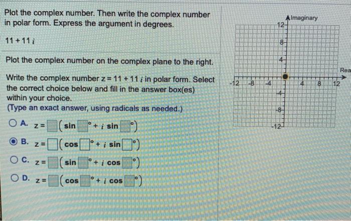 Solved Plot the complex number. Then write the complex | Chegg.com