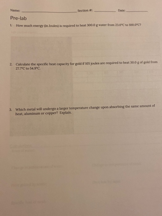 Solved Name: Section #: Date: Pre-lab 1. How much energy (in | Chegg.com Solved Name: Section #: Date: Pre-lab 1. How much energy (in | Chegg.com