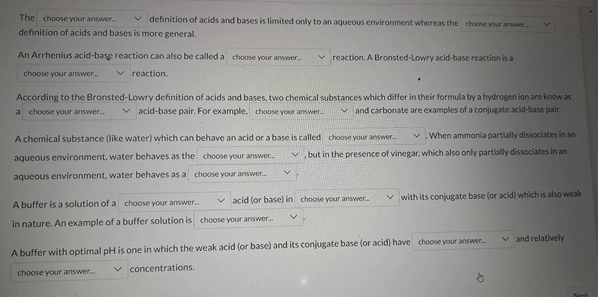 Solved Select the correct choice from each drop-down menu. | Chegg.com
