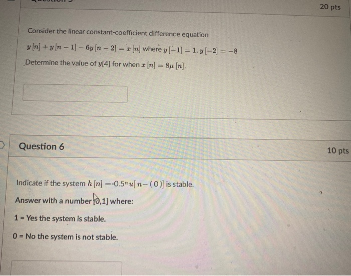 Solved 20 pts Consider the linear constant-coefficient | Chegg.com