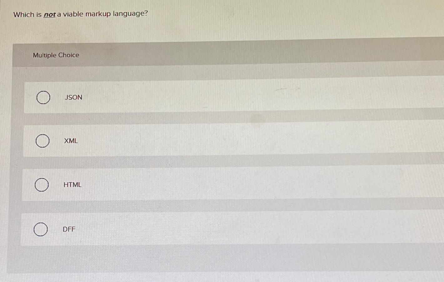 Solved Which is not a viable markup language?Multiple | Chegg.com