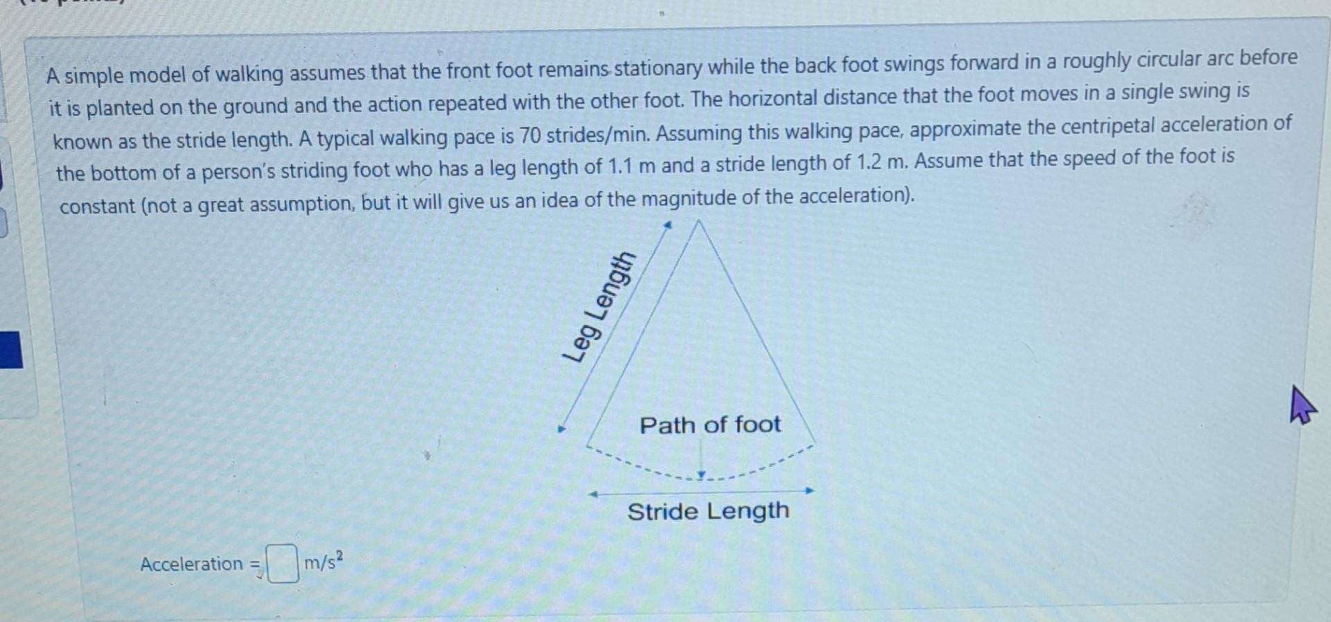 Solved A simple model of walking assumes that the front foot | Chegg.com
