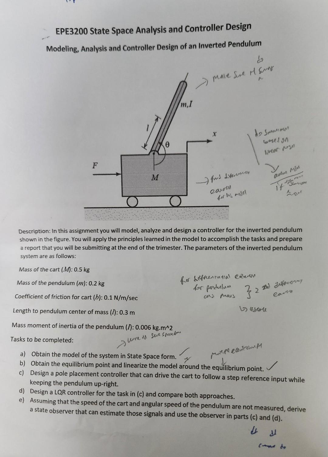 Solved EPE3200 State Space Analysis and Controller Design | Chegg.com