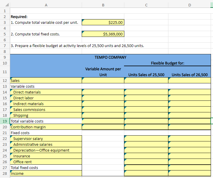 please help MUST USE (=AND )FORMULA EXCEL to fill in | Chegg.com