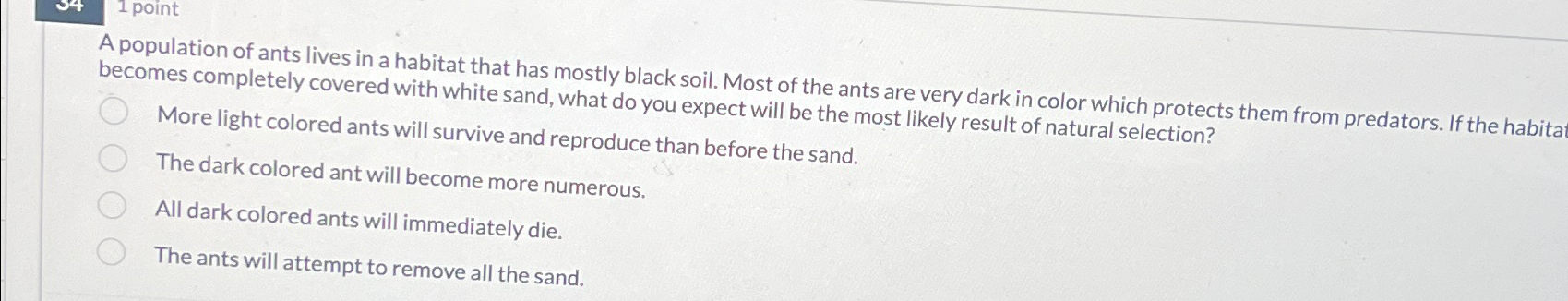 Solved A population of ants lives in a habitat that has | Chegg.com