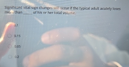 Solved Significant vital sign changes will occur if the | Chegg.com