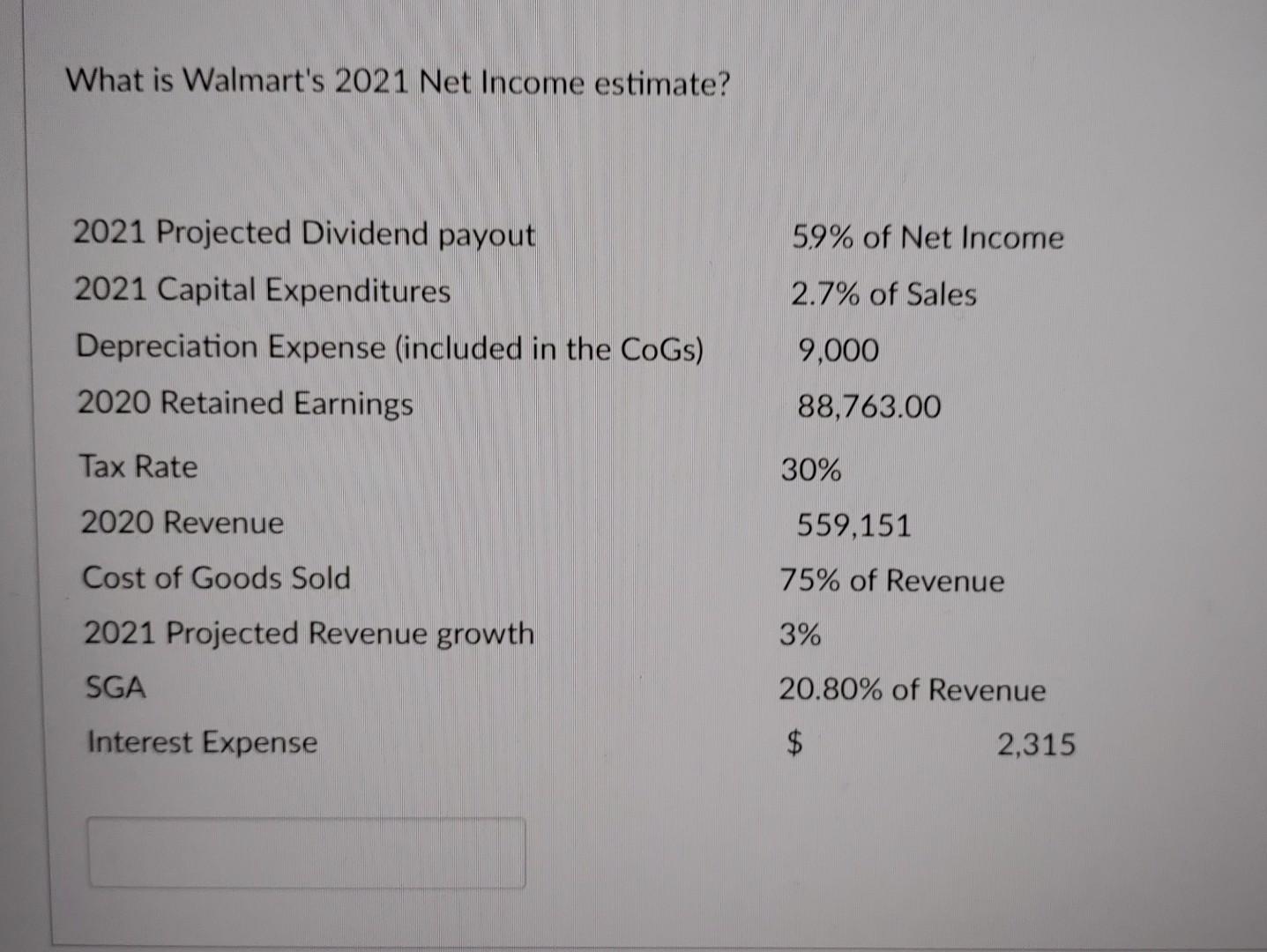 Solved What is Walmart's 2021 Net Income estimate? 59% of | Chegg.com