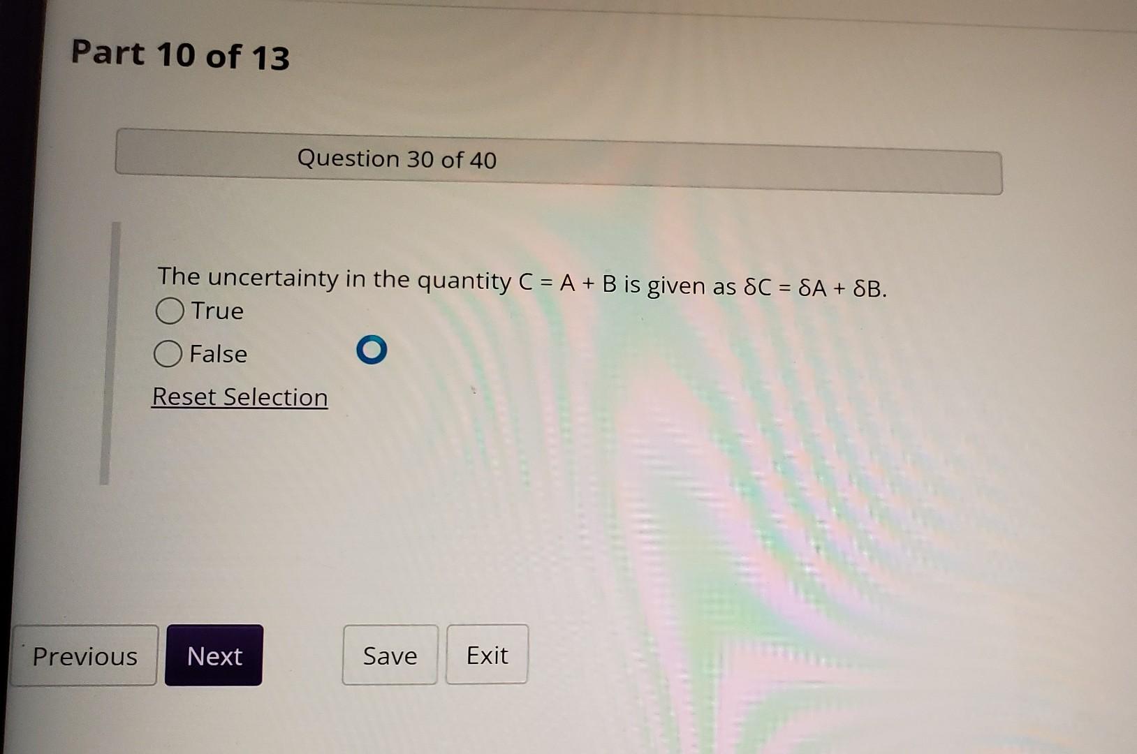 Solved The uncertainty in the quantity C=A+B is given as | Chegg.com