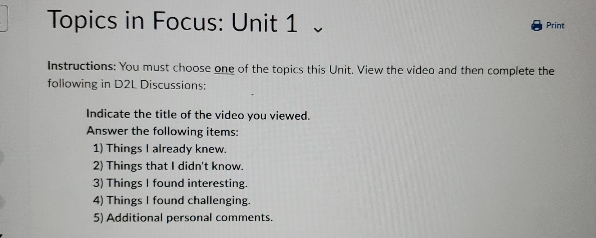 Solved Topics in Focus: Unit 1PrintInstructions: You must | Chegg.com