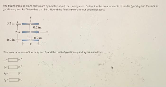 Solved The beam cross-sections shown are symmetric about the | Chegg.com