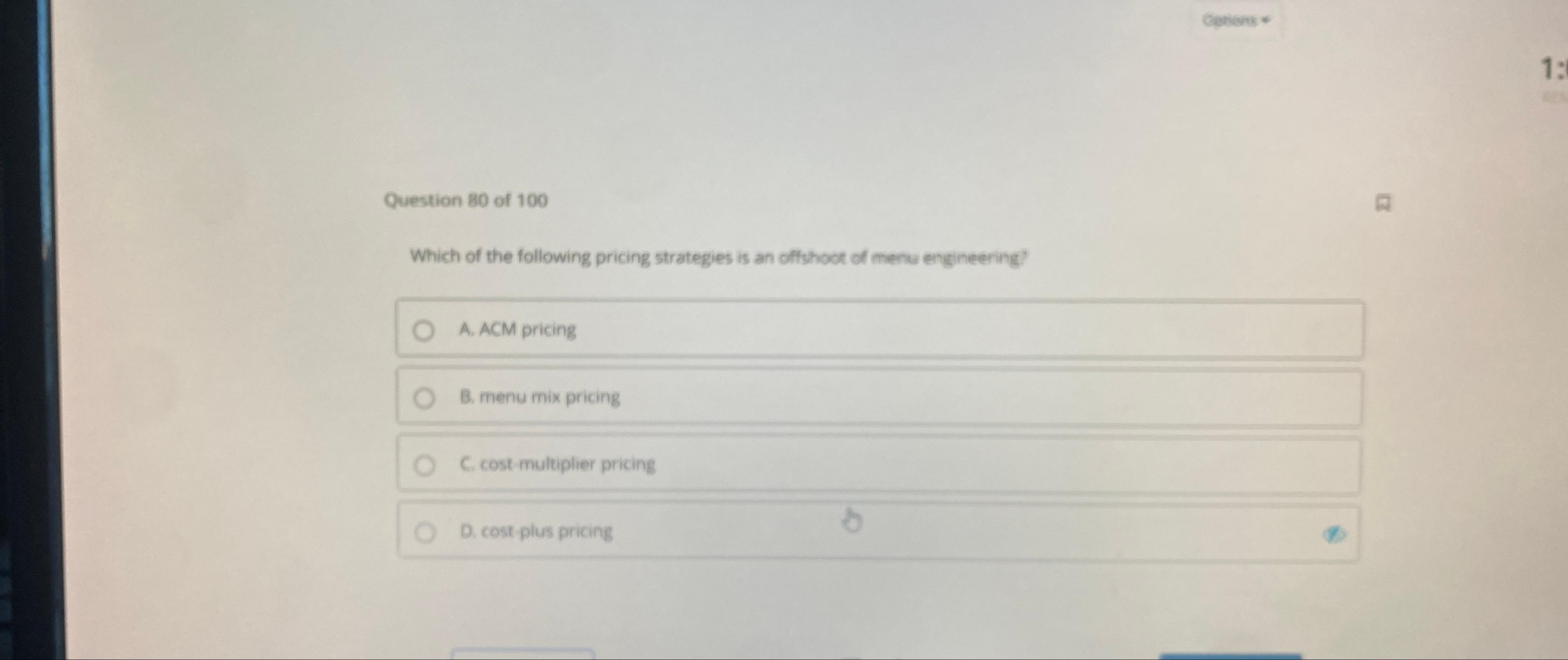 Solved Coniens *Question 80 ﻿of 100Which of the following | Chegg.com