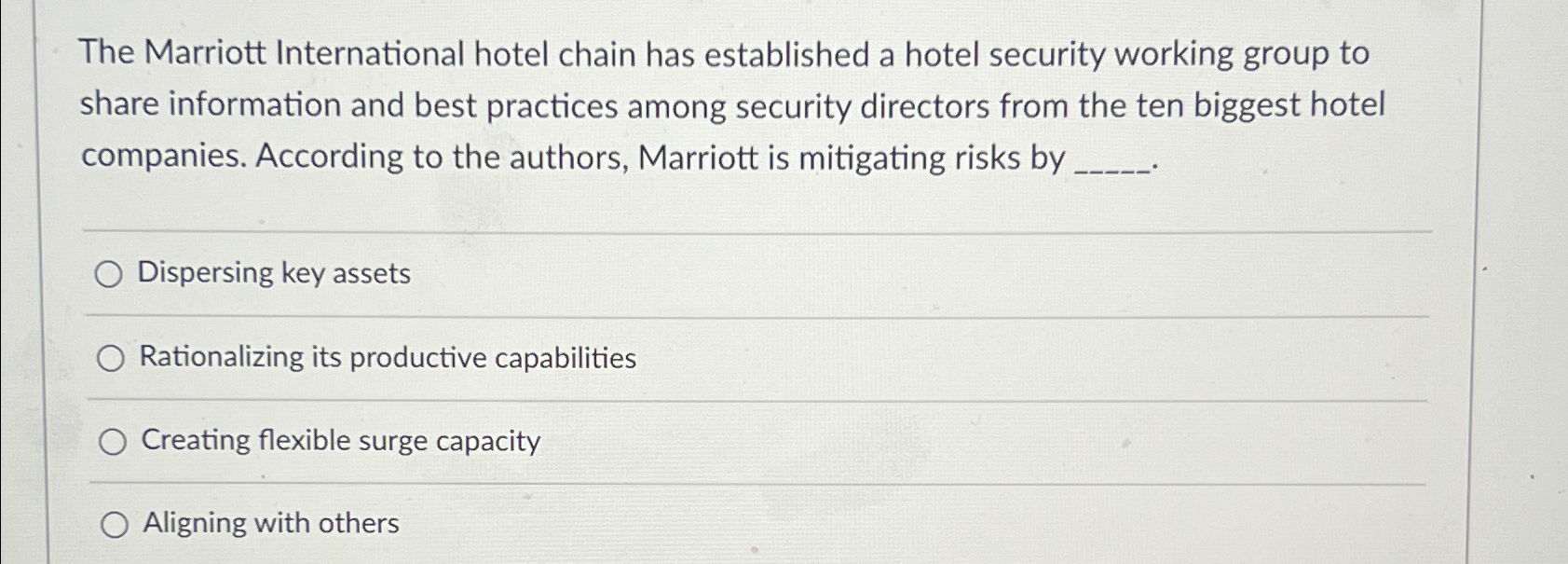 Solved The Marriott International hotel chain has | Chegg.com