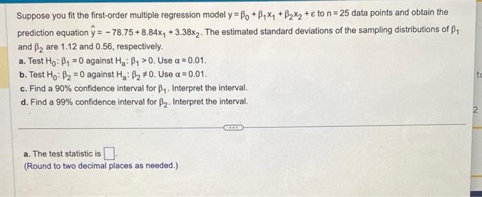 Solved Suppose you fit the first-order multiple regression | Chegg.com