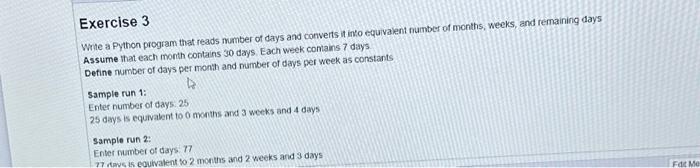 Solved Exercise 3 Write a Python program that reads number | Chegg.com