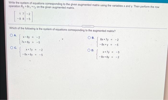 Solved Write the system of equations corresponding to the | Chegg.com