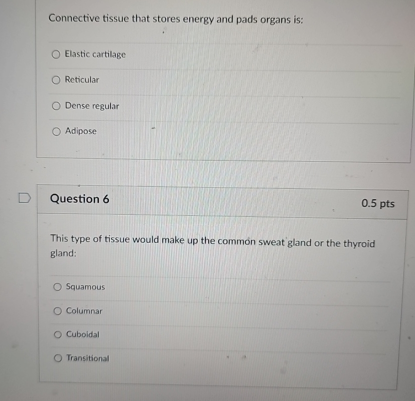 Solved Connective tissue that stores energy and pads organs | Chegg.com