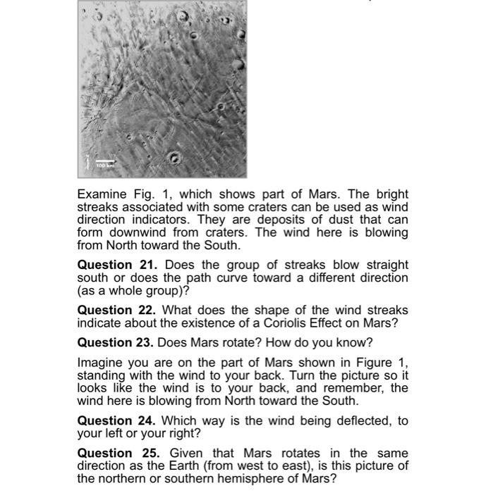 Solved Examine Fig. 1, which shows part of Mars. The bright | Chegg.com
