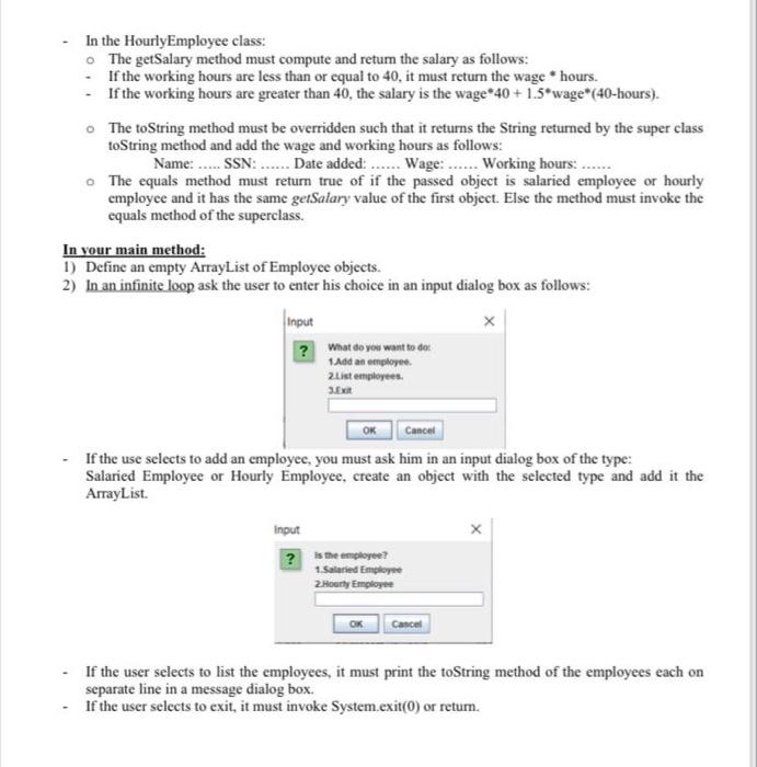 Solved In the HourlyEmployee class: o The getSalary method | Chegg.com