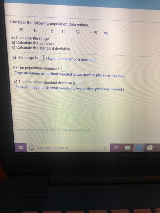 Solved Consider the following population data values. 25 15 | Chegg.com