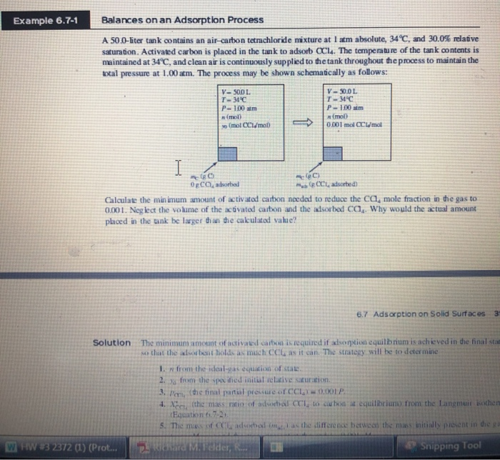 Solved 6. Adsorption: Rework example problem 6.7-1 in the | Chegg.com