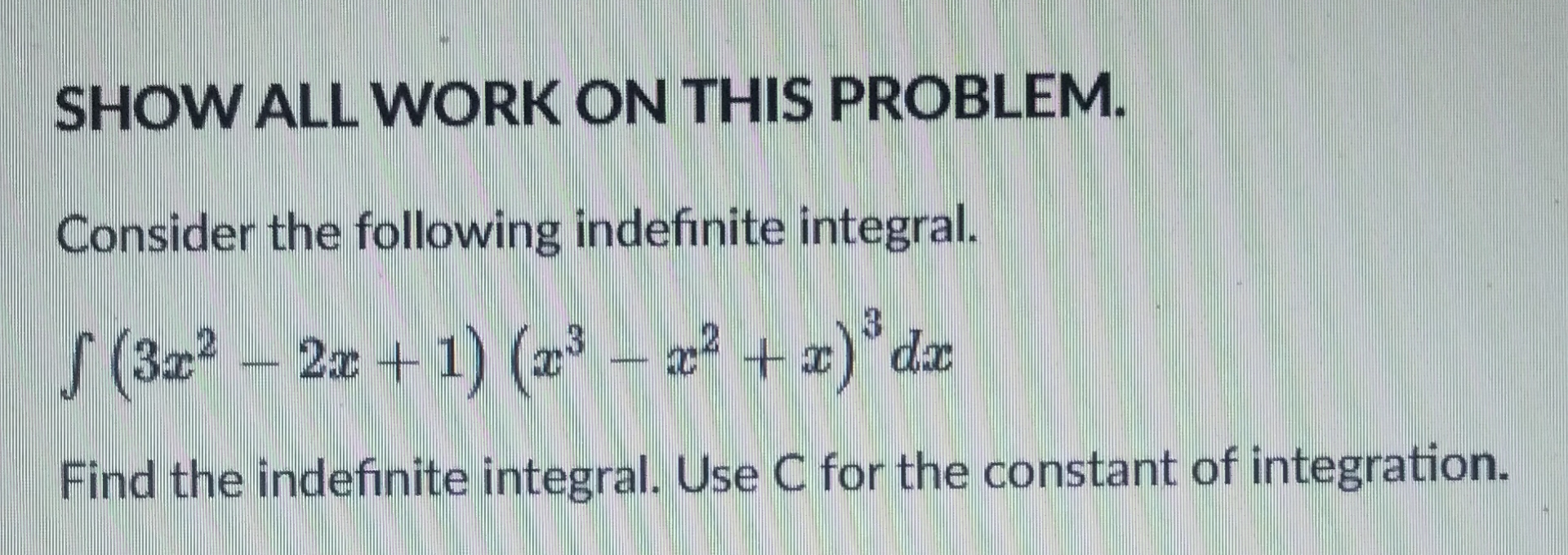 Solved SHOW ALL WORK ON THIS PROBLEM.Consider the following | Chegg.com