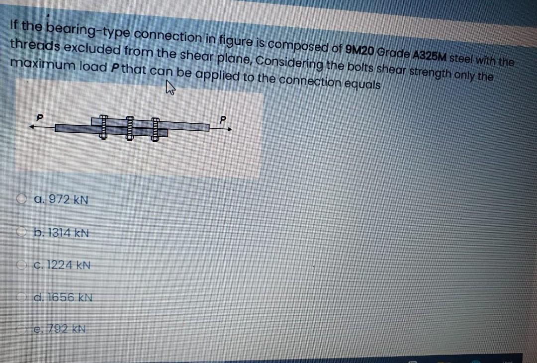 Solved If the bearing-type connection in figure is composed | Chegg.com