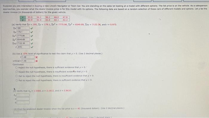Solved appose you are interested in buying a new Lincoln | Chegg.com