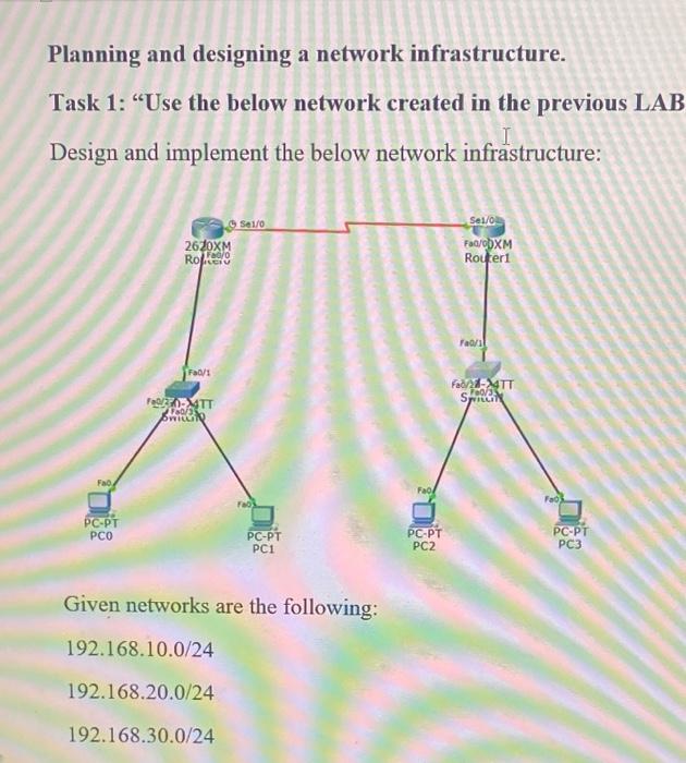 Solved Planning and designing a network infrastructure. Task | Chegg.com