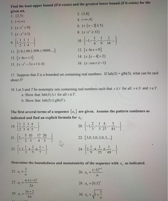 Solved Find the least upper bound (if it exists) and the | Chegg.com