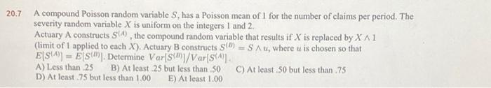 20.7 A compound Poisson random variable S, has a | Chegg.com