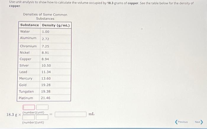 Solved Use unit analysis to show how to calculate the volume | Chegg.com