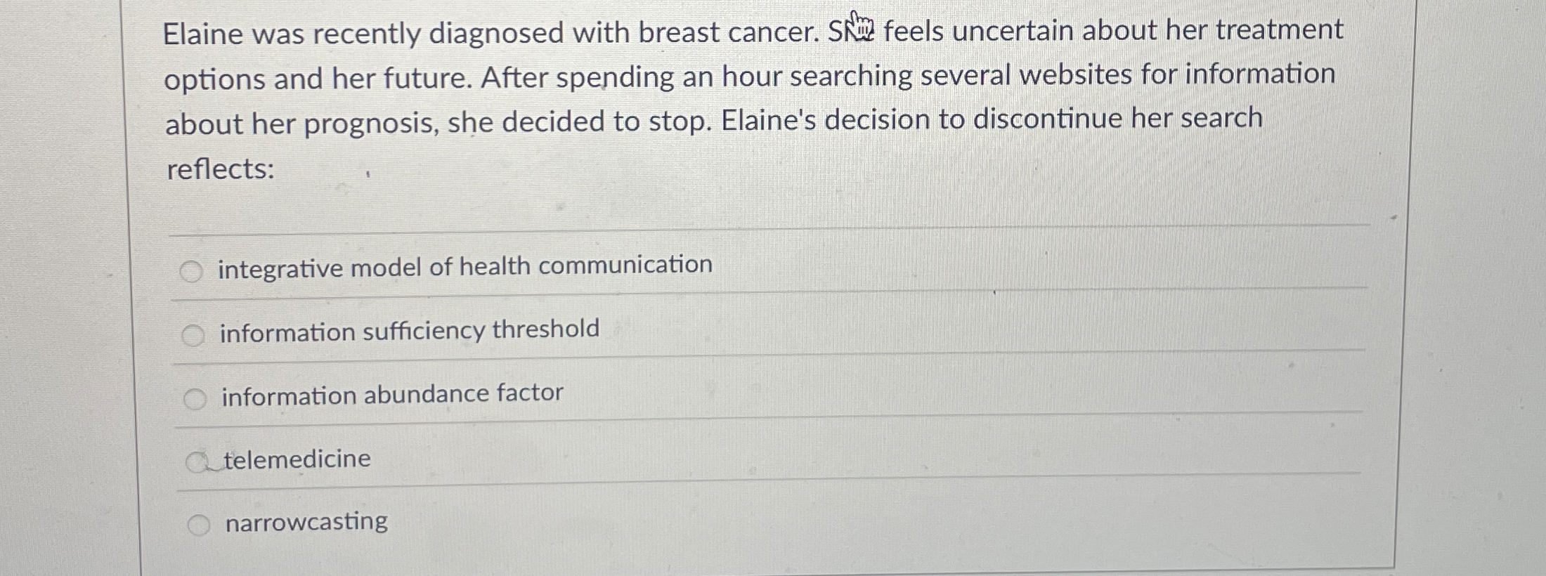 Solved Elaine was recently diagnosed with breast cancer. | Chegg.com
