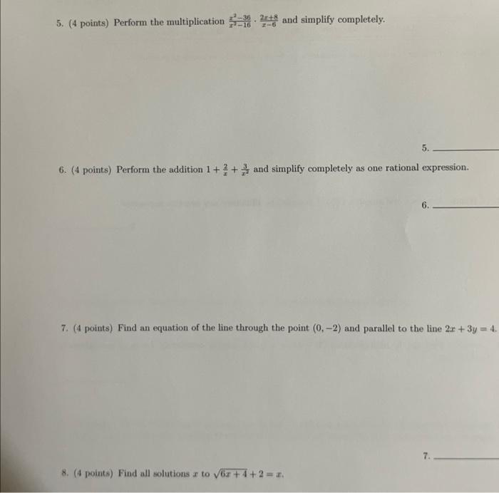 Solved 5. (4 points) Perform the multiplication | Chegg.com